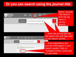 Library Search: Finding a journal article | PPTX