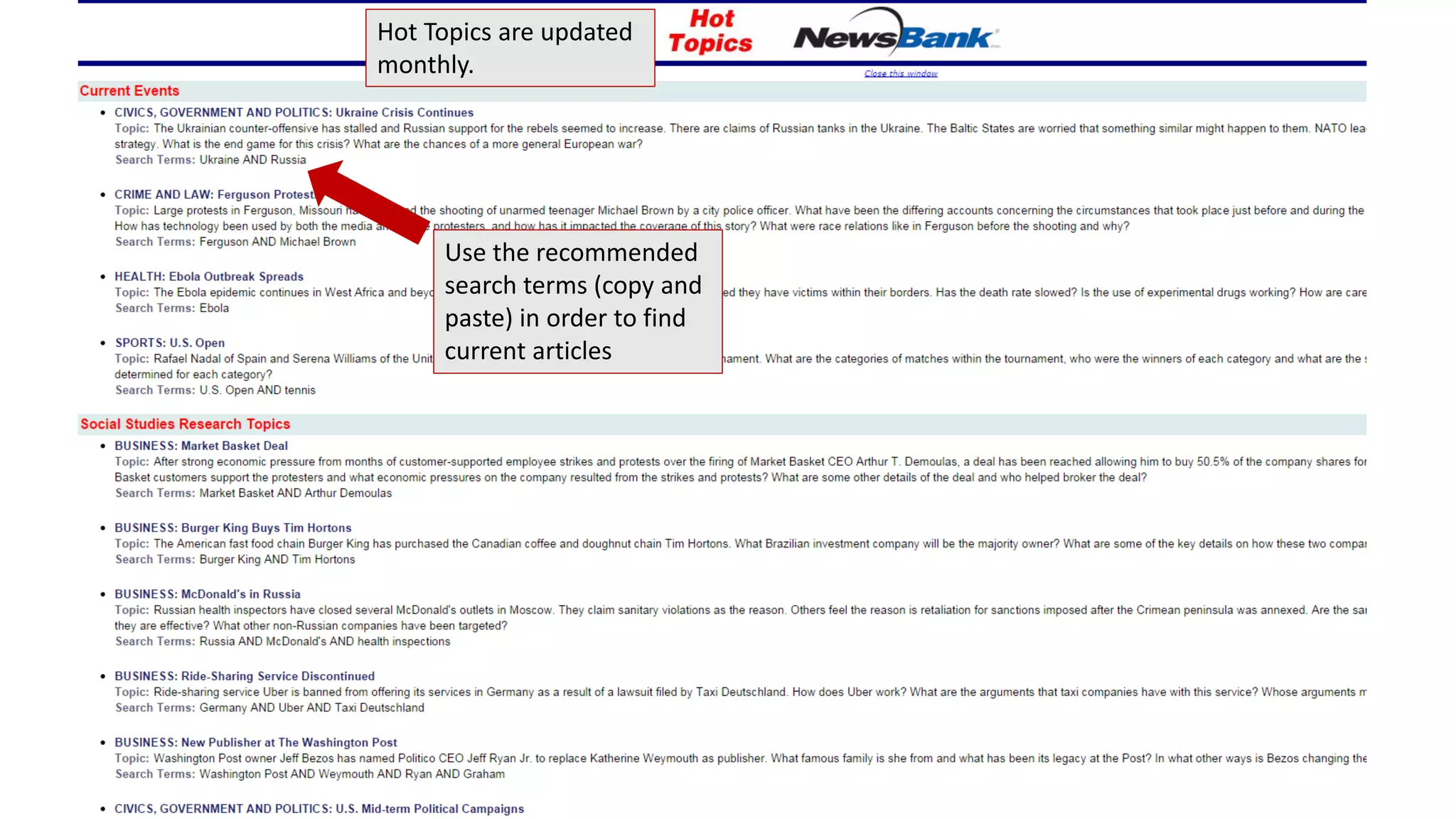 Finding current events sources through NewsBank | PPT