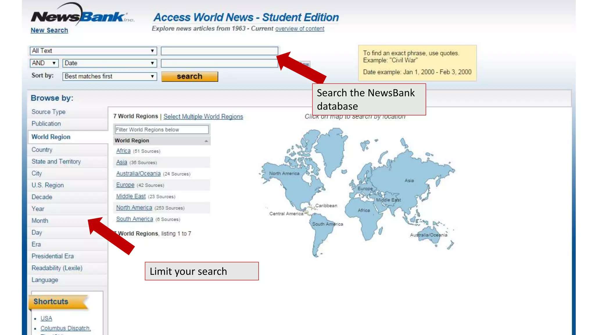Finding current events sources through NewsBank | PPT