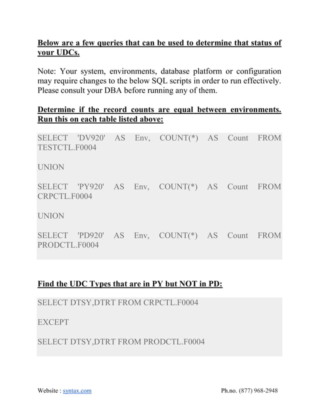 Finding differences between udcs (sql commands) | PDF | Free Download