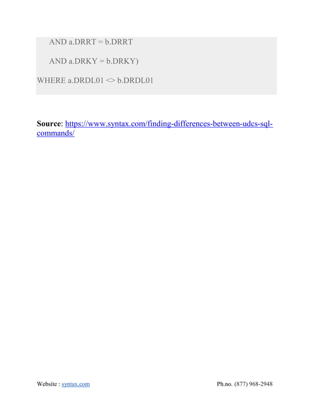 Finding differences between udcs (sql commands) | PDF | Free Download