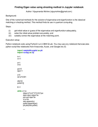 Finding Eigen values using numerical shooting method | PDF