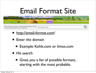 Finding email addresses | PPT
