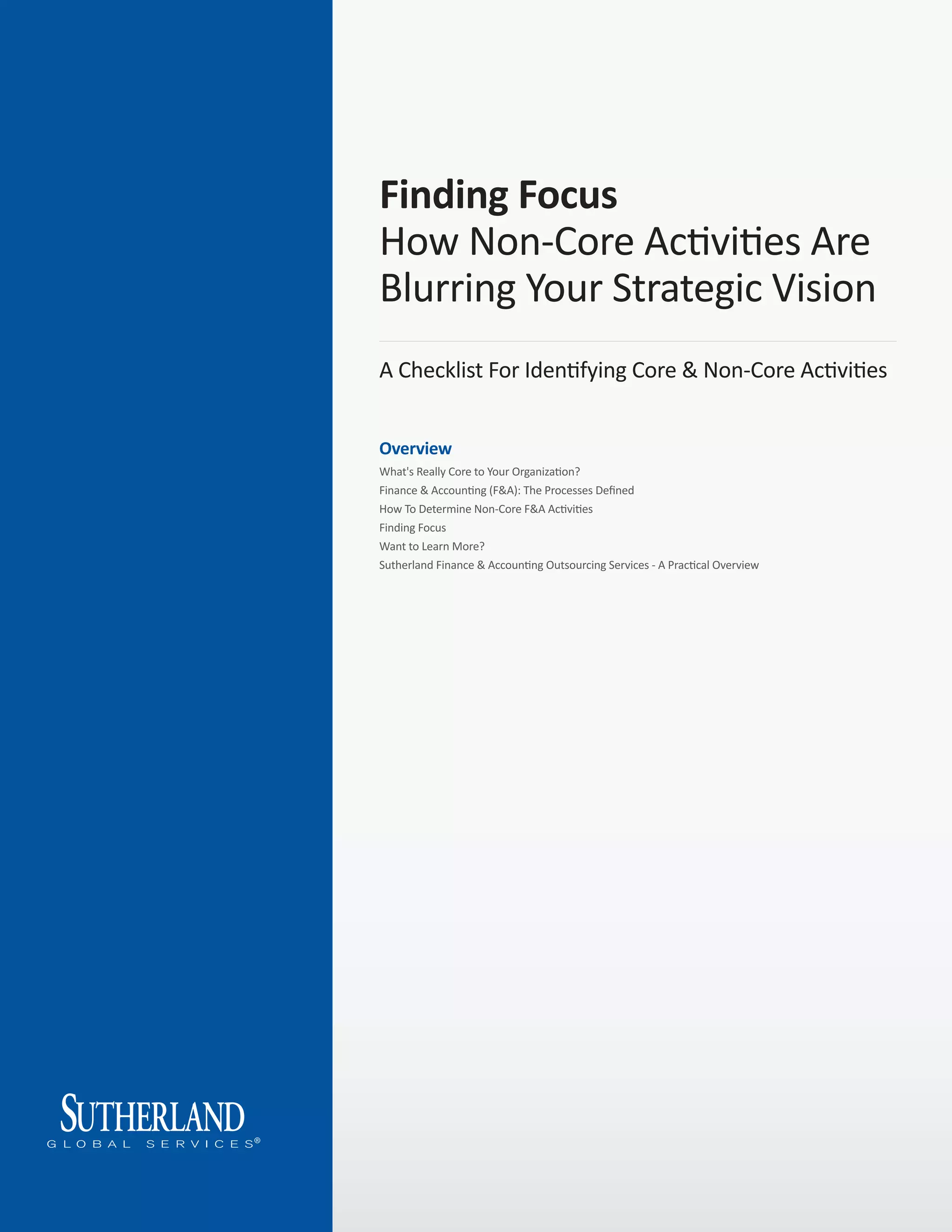 Core & Non-Core Activities: A Checklist | PDF