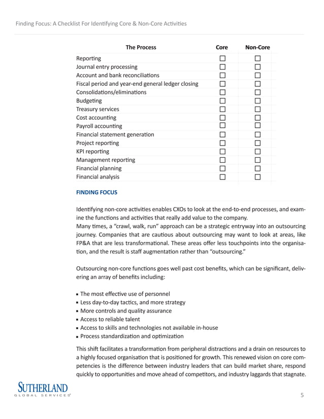 Core & Non-Core Activities: A Checklist | PDF