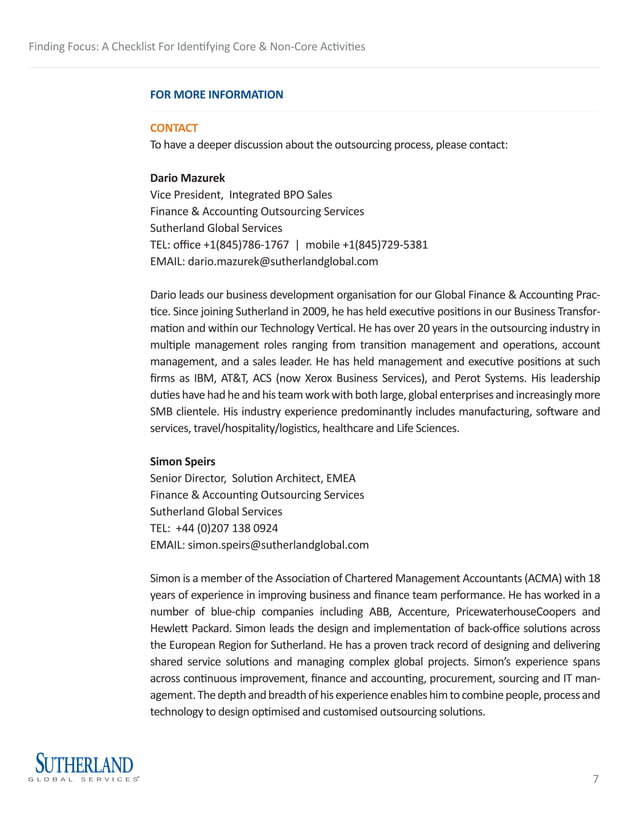 Core & Non-Core Activities: A Checklist | PDF