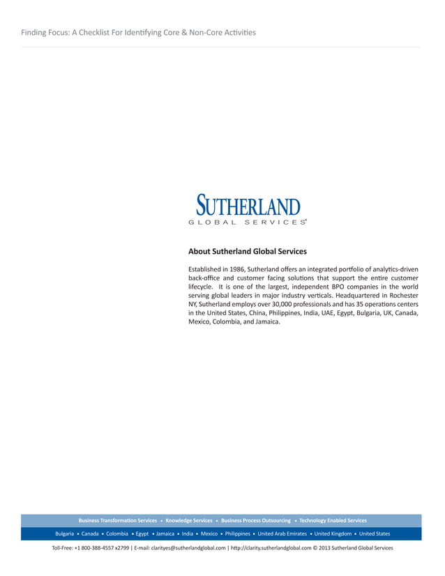 Core & Non-Core Activities: A Checklist | PDF