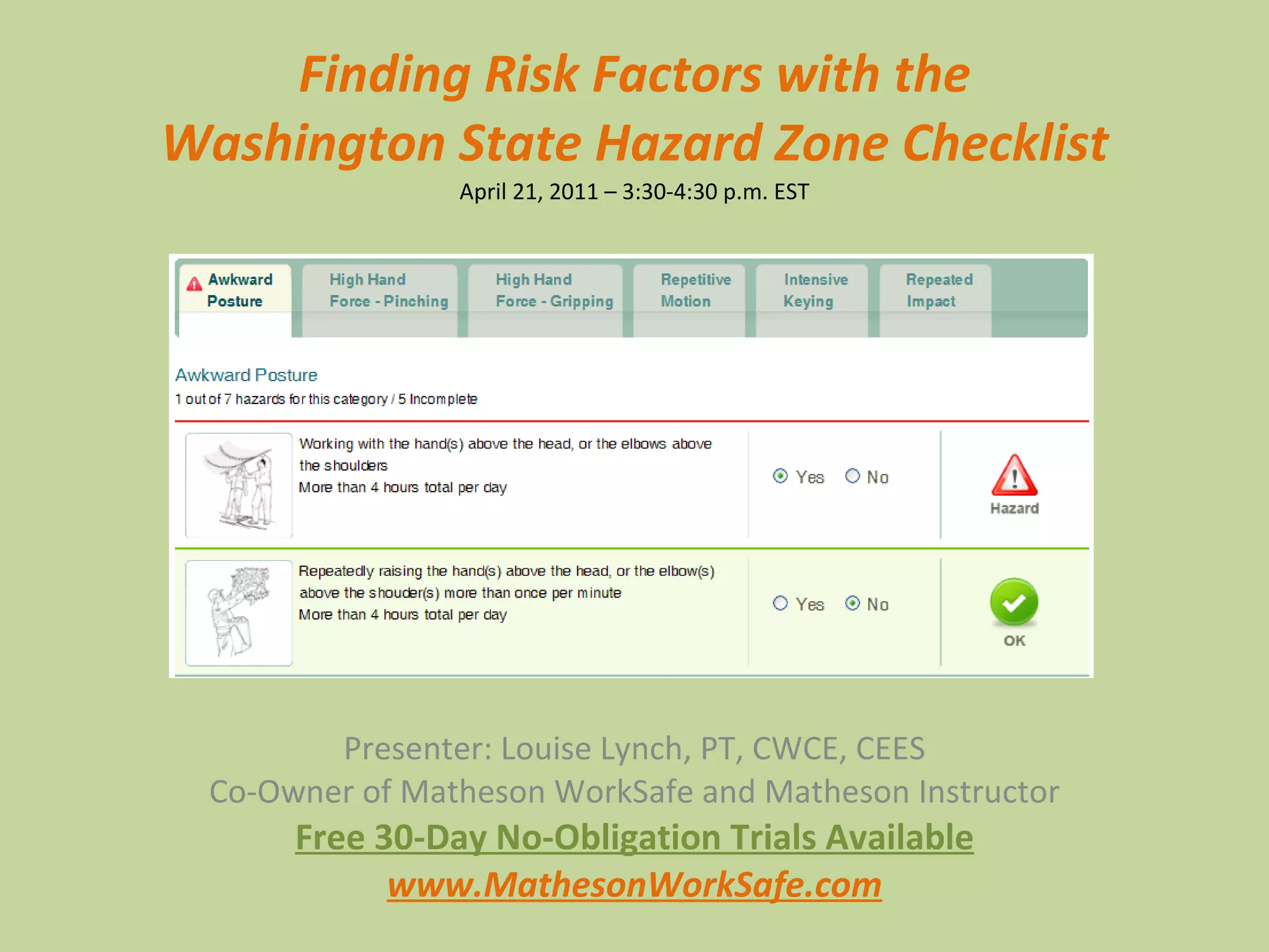 Finding Hazards Using Washing State Hazard Zone Cchecklist | PPT