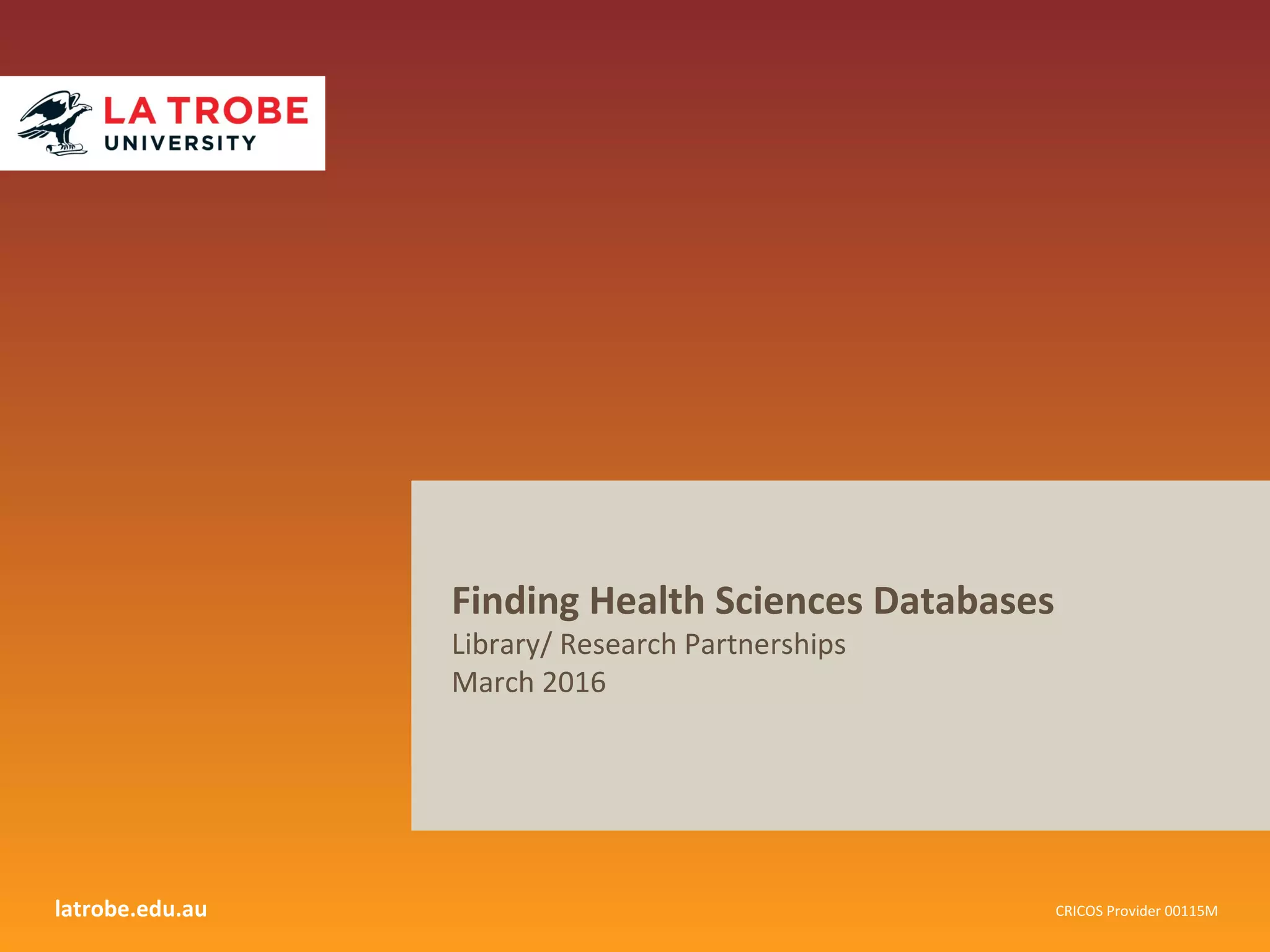 Finding health databases | PPT