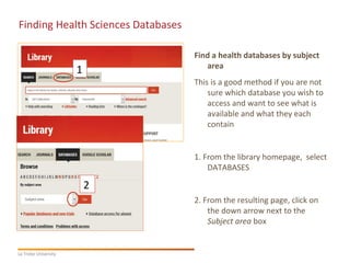Finding health databases | PPT