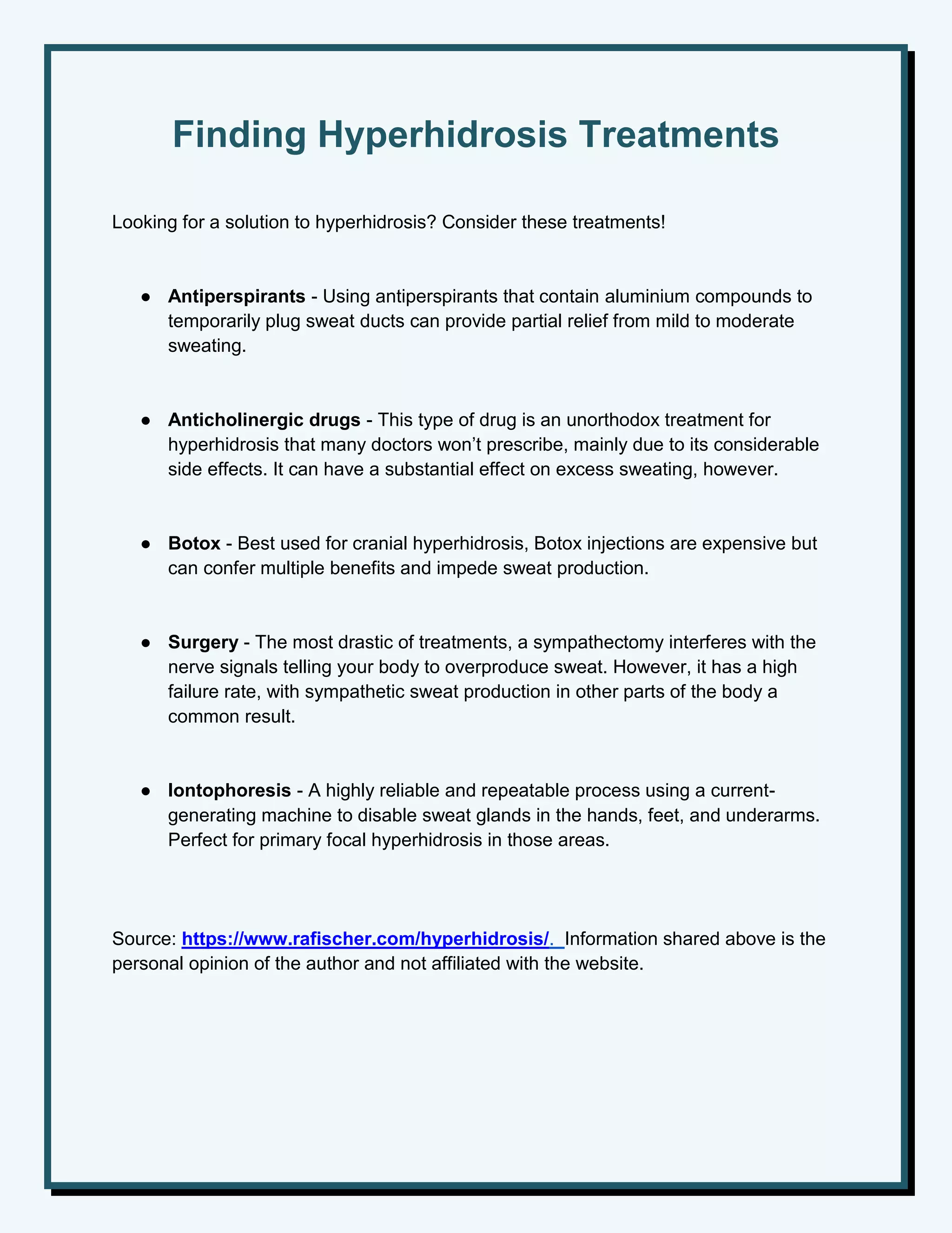 Finding Hyperhidrosis Treatments | PDF