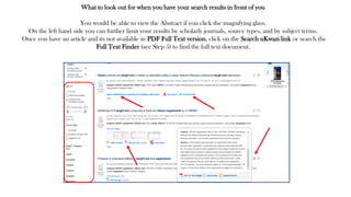 Finding Information on your Research Topic Searching CINAHL Plus (EbscoHost) | PPT