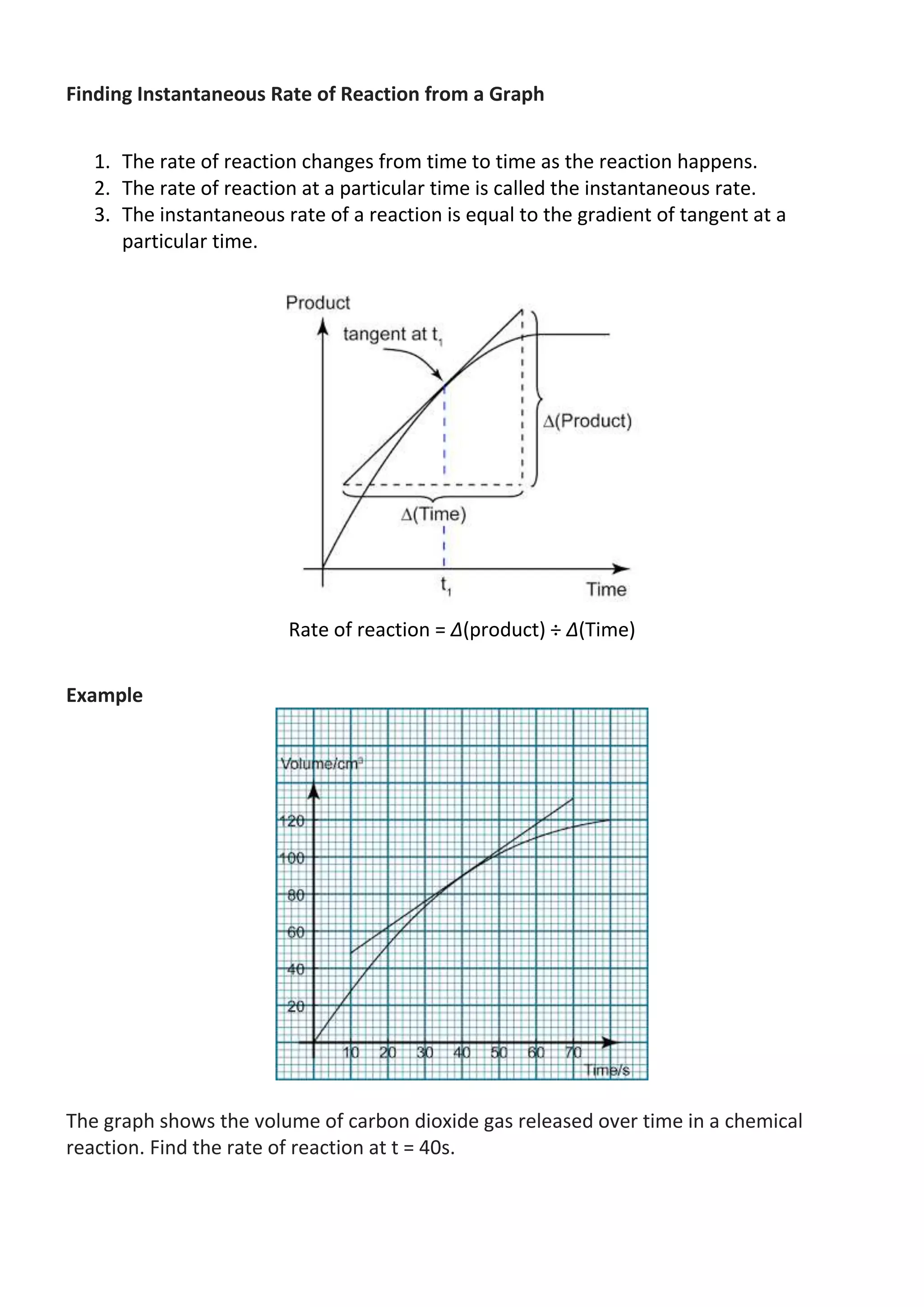 Finding instantaneous rate of reaction from a graph | PDF
