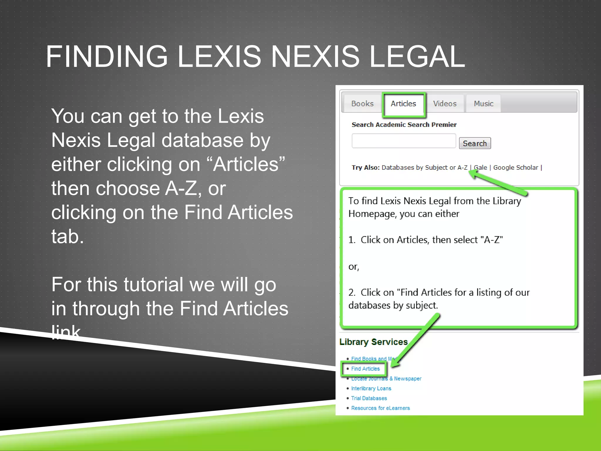 Finding Law Reviews in Lexis Nexis | PPT
