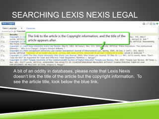 Finding Law Reviews in Lexis Nexis | PPT