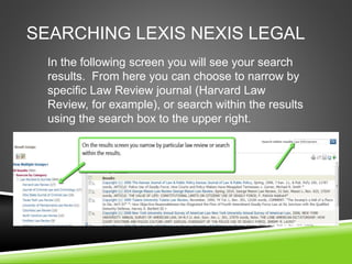Finding Law Reviews in Lexis Nexis | PPT