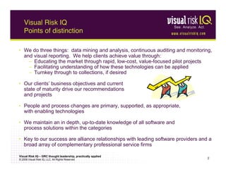 Finding Money & Detecting Fraud Super Strategies 2009 By Visual Risk Iq ...