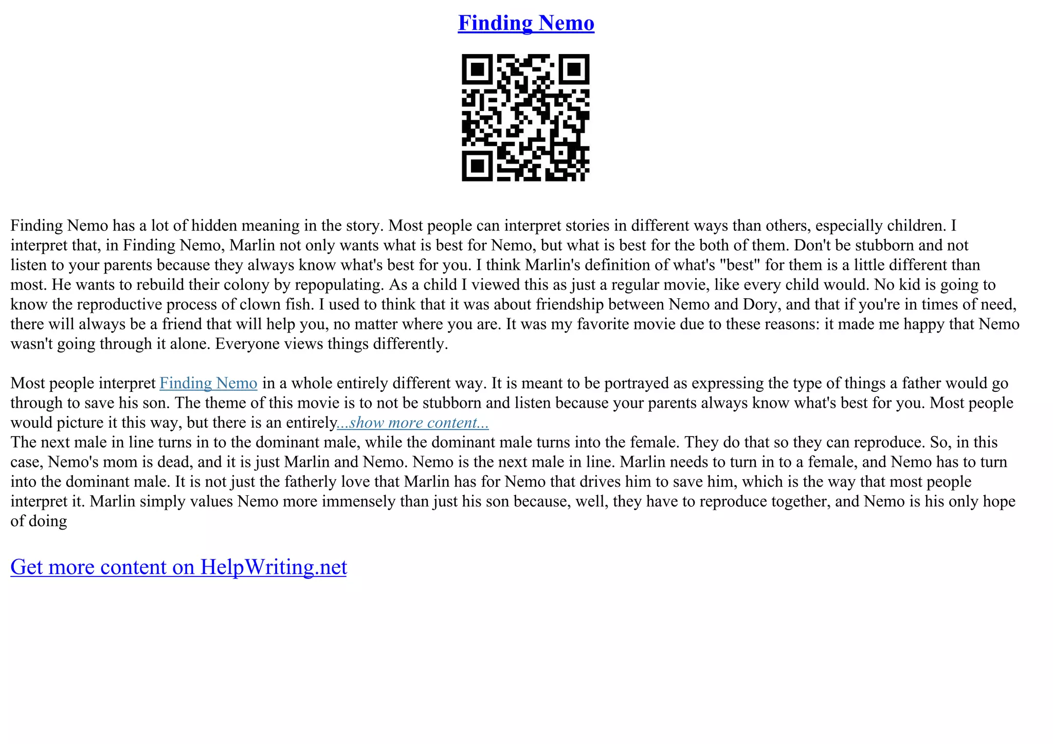 Finding Nemo | PDF | Movies | Entertainment