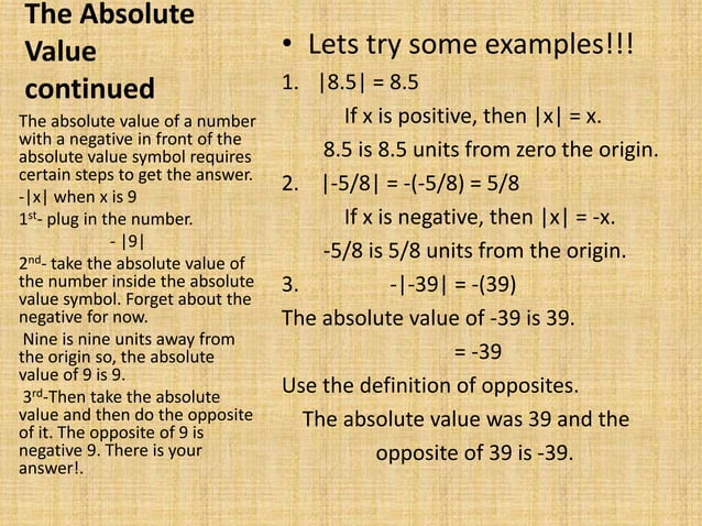 Finding opposites and absolute value 2.1 (1) | PPSX
