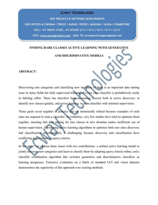 Finding rare classes active learning with generative and discriminative models | PDF