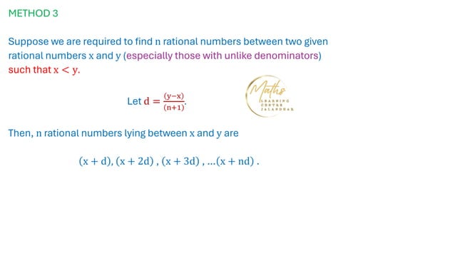 Finding Rationals Between Given Rational Numbers Ppt