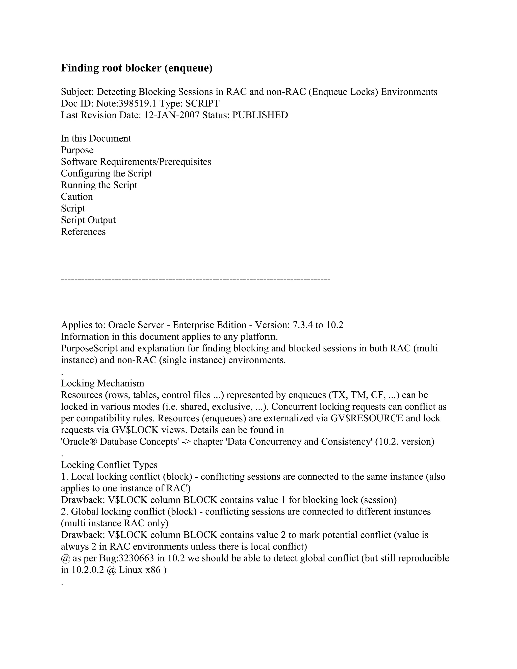 Finding root blocker in oracle database | DOCX