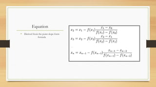 Finding Roots of Non-Linear Equation using Secant Method.pptx | Science