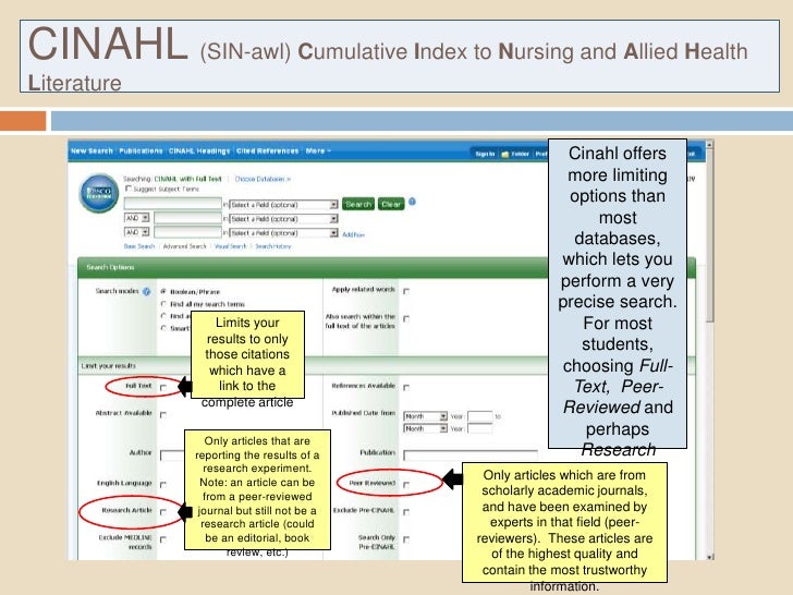 Finding scholarly nursing articles in databases Finding scholarly nursing articles in databases