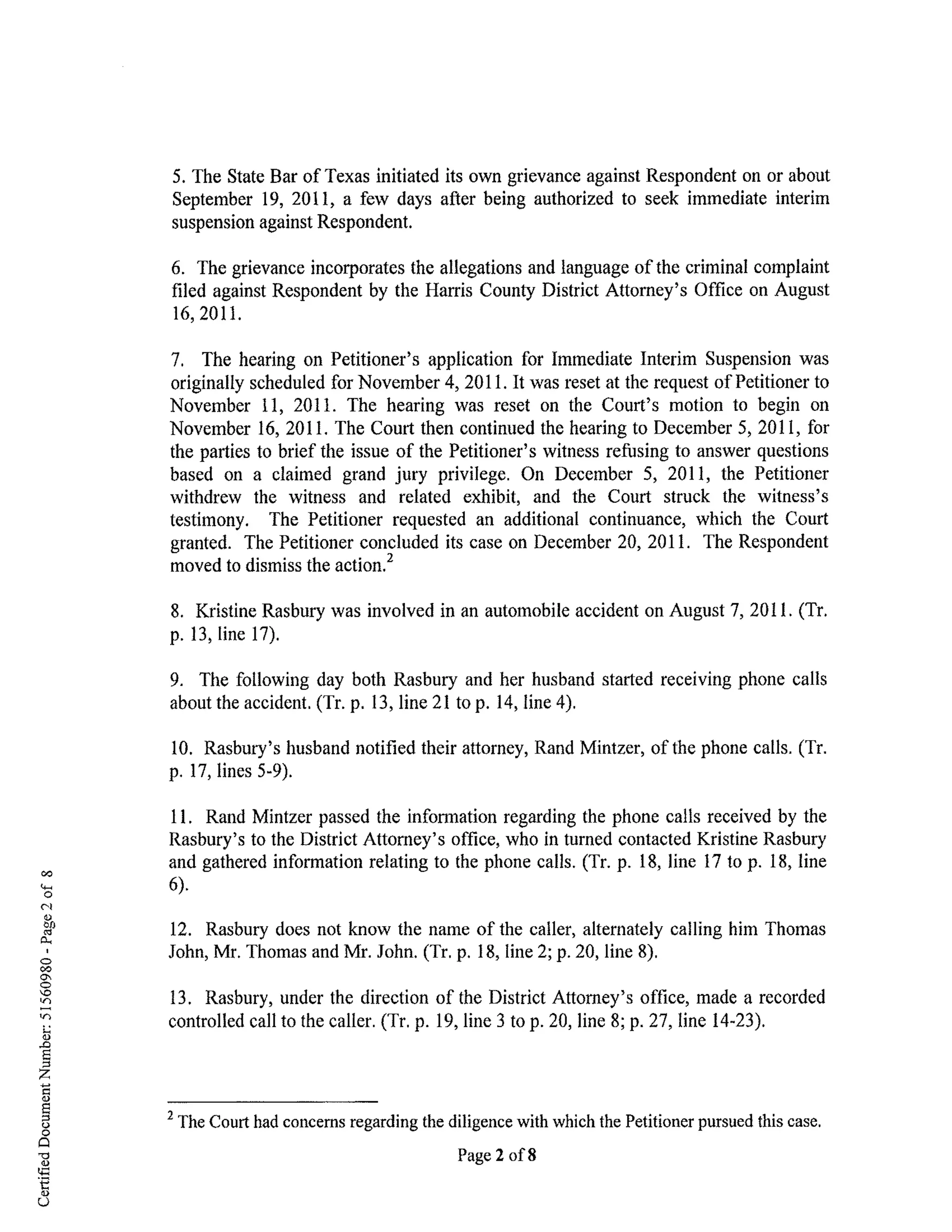 Findings Of Fact And Conclusions Of Law Cert 030711 | PDF | Law