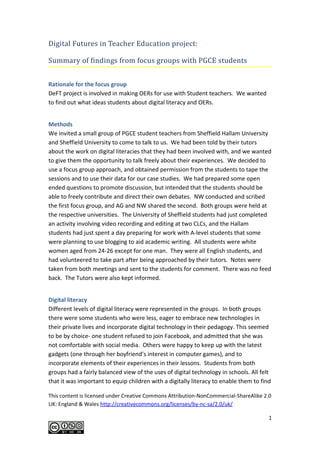 Findings of pgce student focus groups | DOC | Internet for Beginners ...