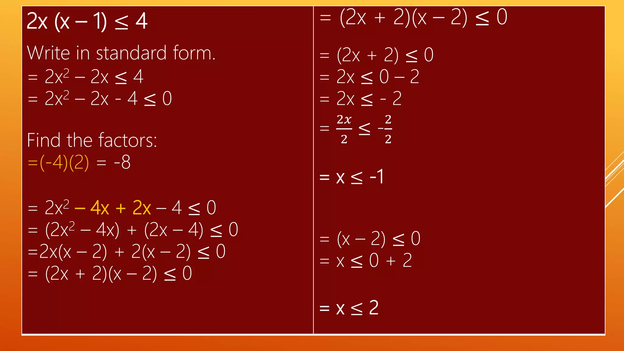 Finding solution set of quadratic inequalities | PPTX