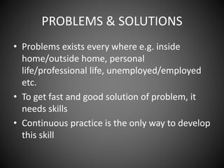 Finding solutions (problem solving) exercise | PPTX