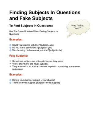 Finding subjects 2 handout | PDF