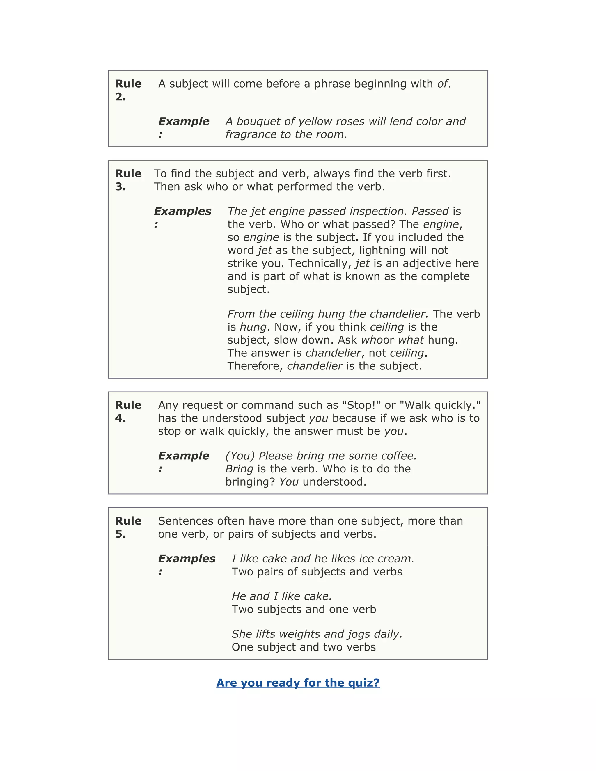 Finding subjects and verbs | DOC