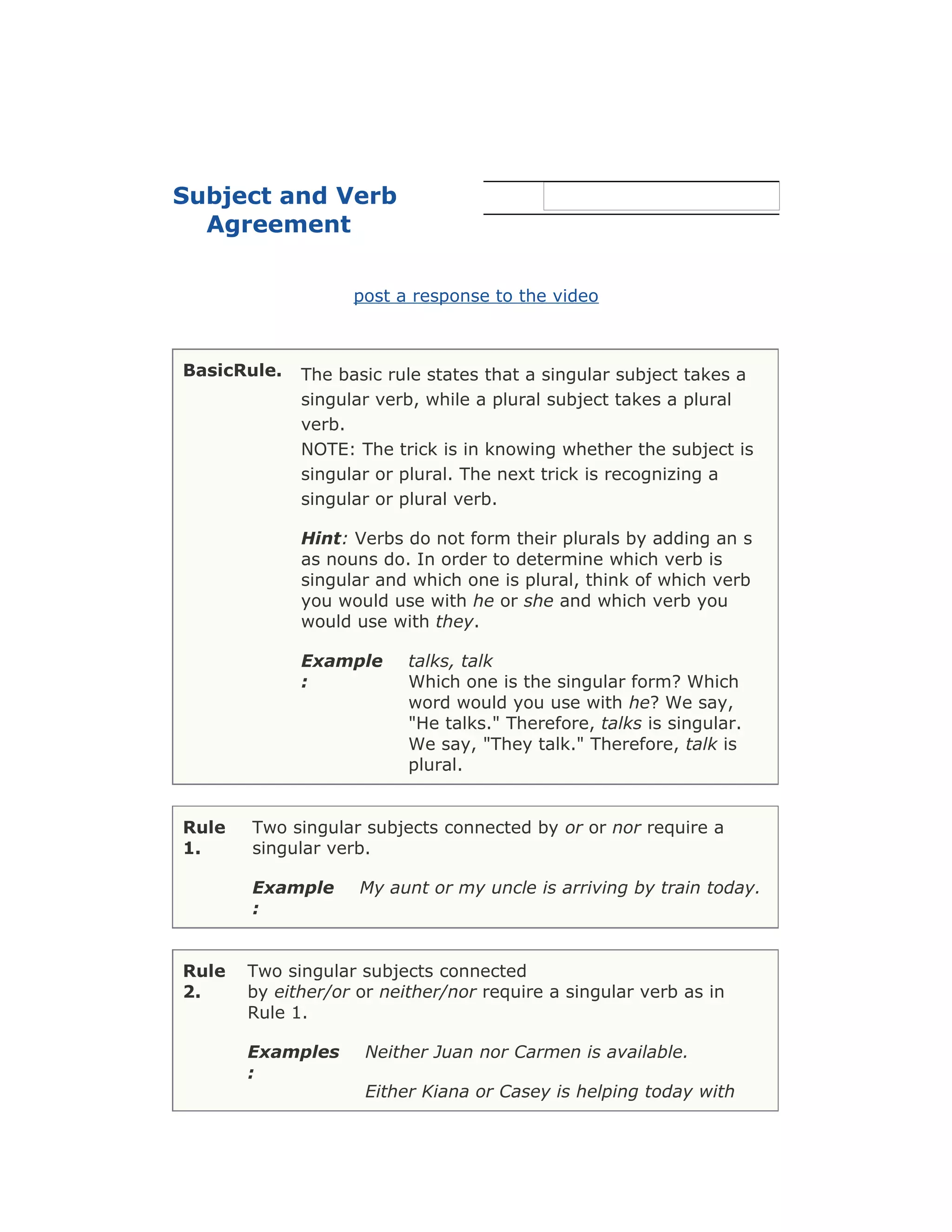 Finding subjects and verbs | DOC