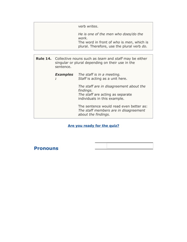 Finding subjects and verbs | DOC
