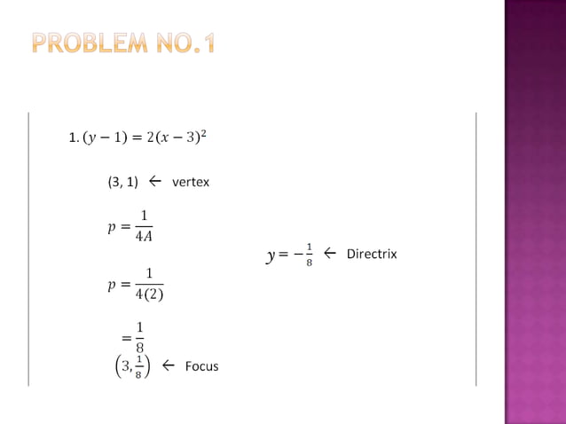 Finding the Focus & Directrix of a Parabola | PPTX | Physics | Science