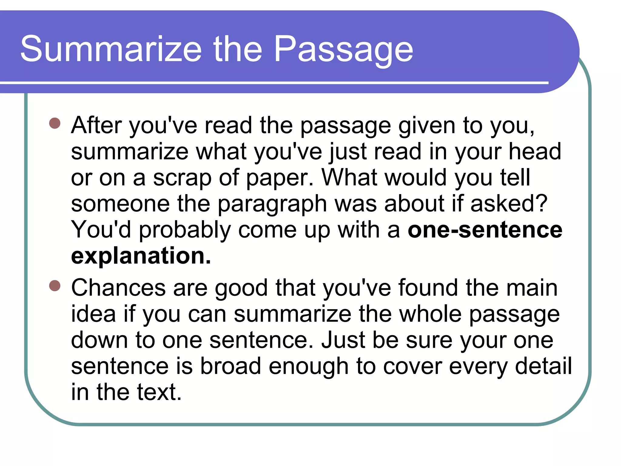 Finding The Main Idea | PPT | Ear, Nose and Throat Conditions ...