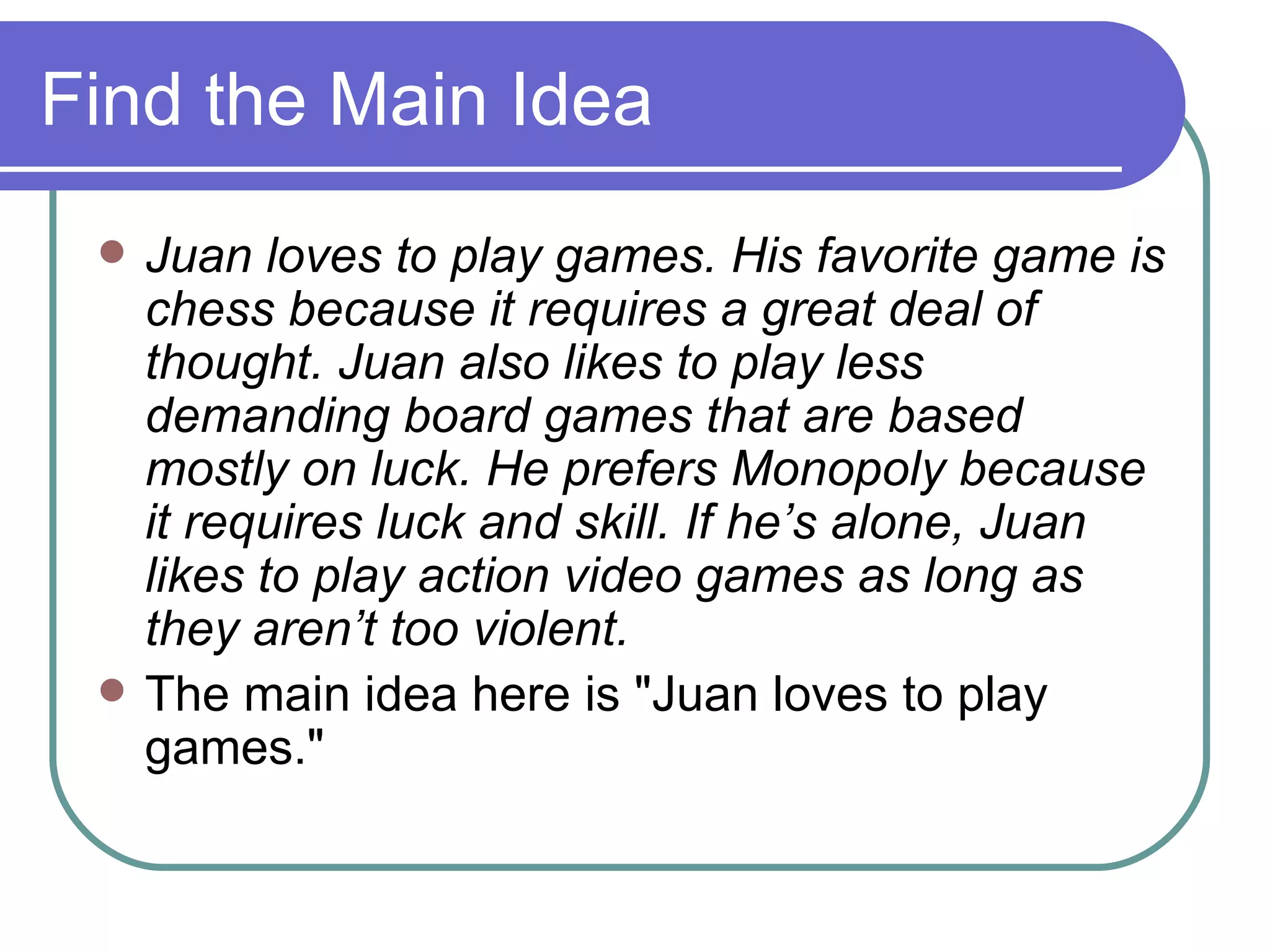 Finding The Main Idea | PPT | Ear, Nose and Throat Conditions ...