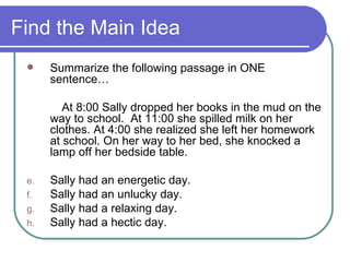 Finding The Main Idea | PPT | Ear, Nose and Throat Conditions ...
