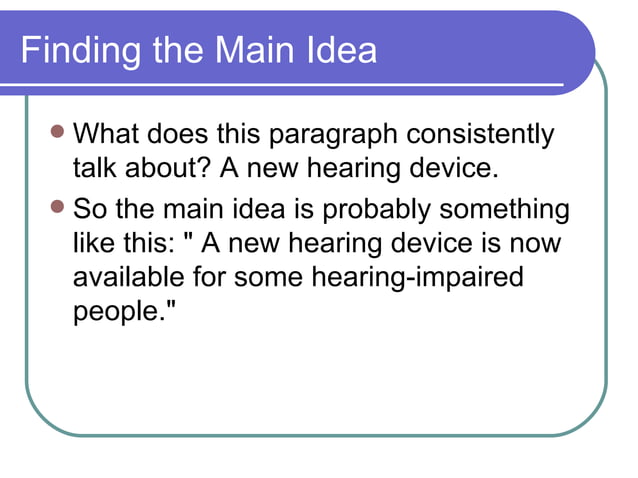 Finding The Main Idea | PPT | Ear, Nose and Throat Conditions ...