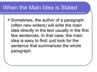 Finding The Main Idea | PPT