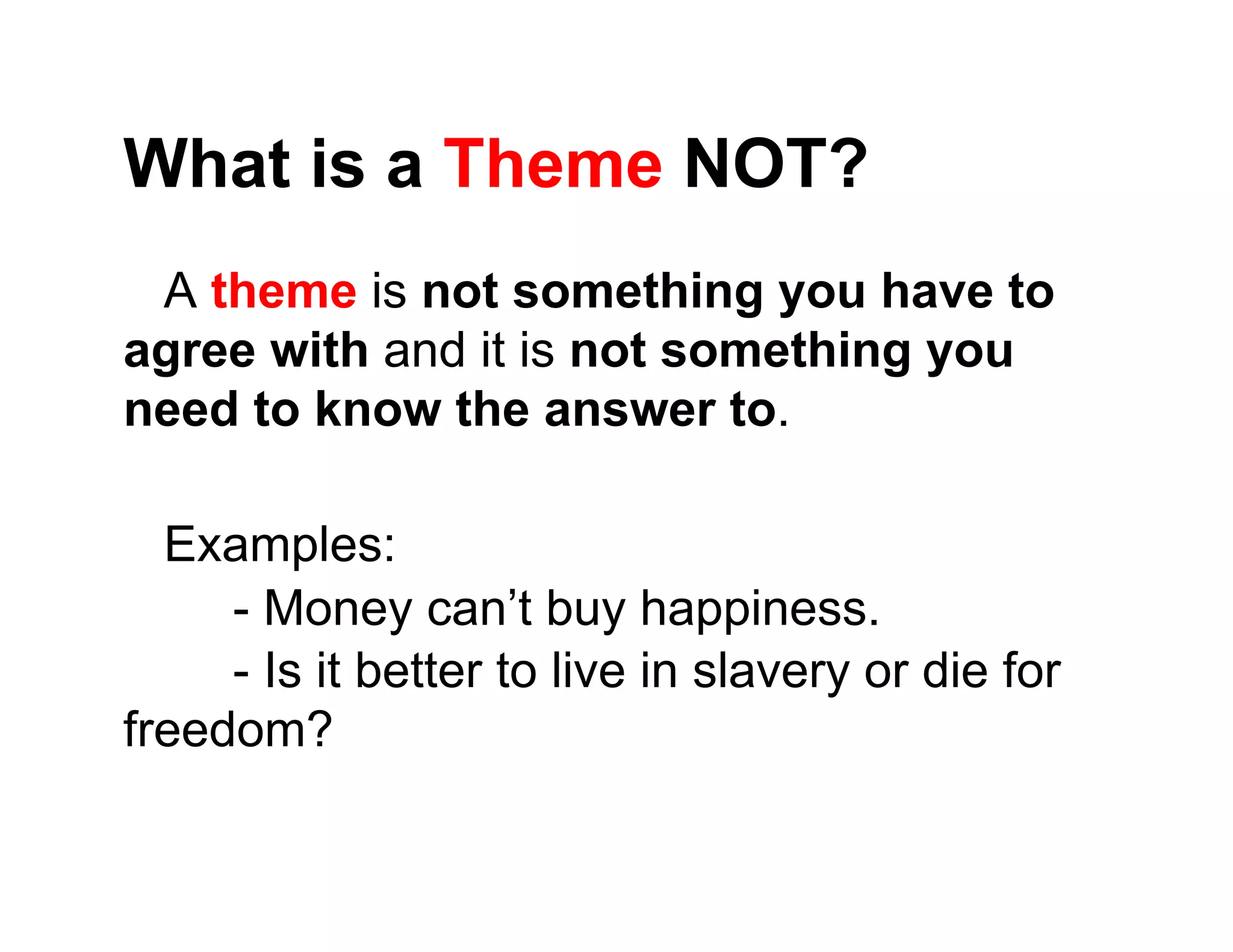 Finding theme in literature | PPT