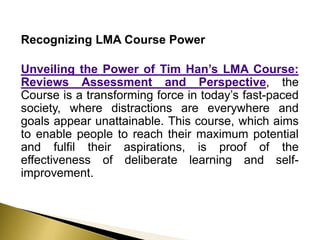 Finding the Objectives of Tim Han LMA Course Reviews.pptx