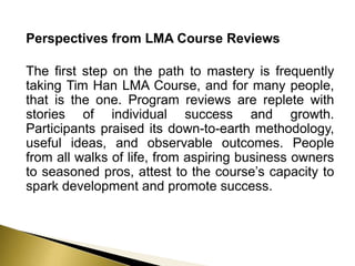 Finding the Objectives of Tim Han LMA Course Reviews.pptx