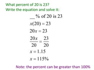 Finding the Percent in Percent Problems | PPTX