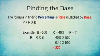 Finding the rate, base and percentage | PPTX
