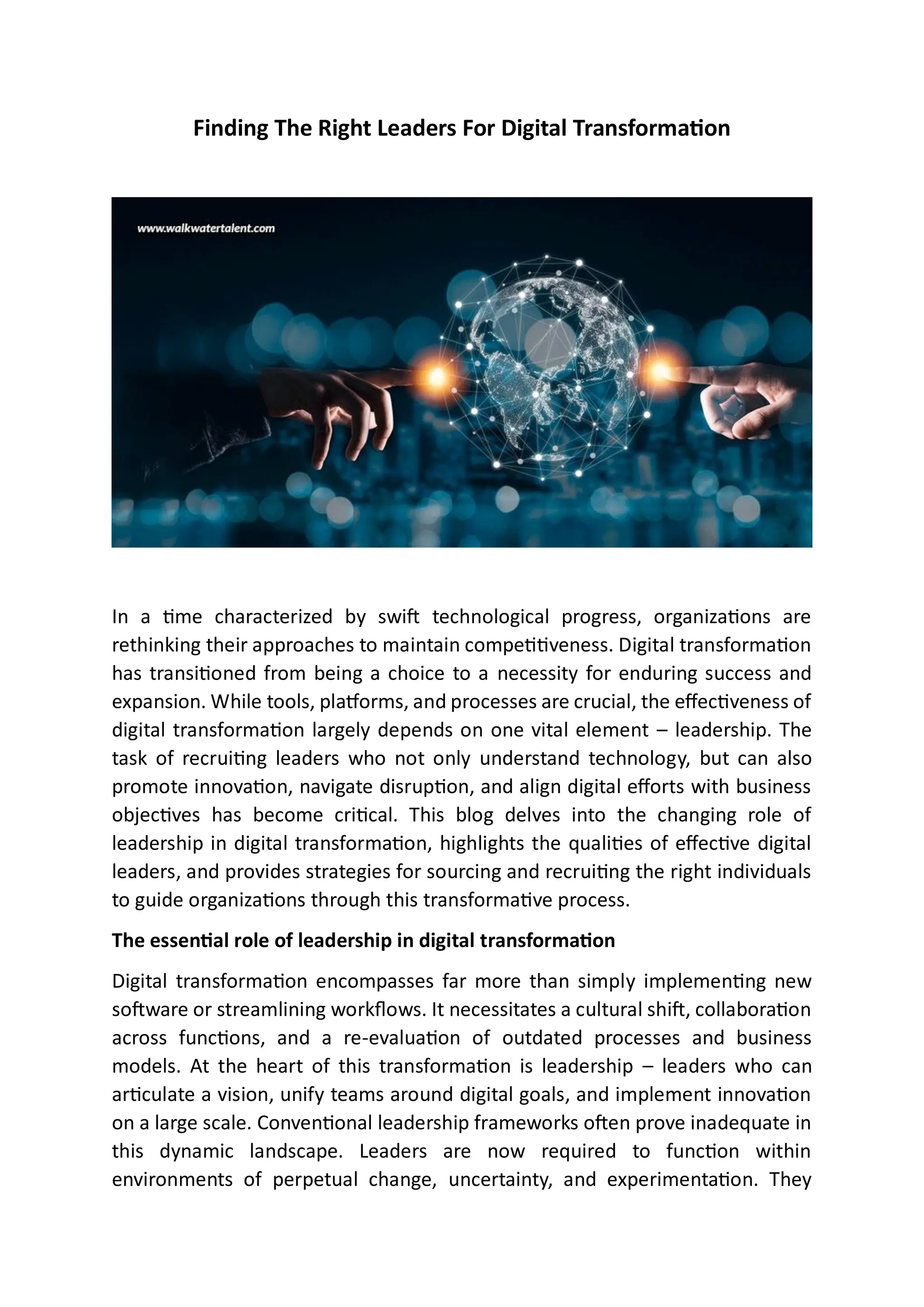 Finding The Right Leaders For Digital Transformation | PDF