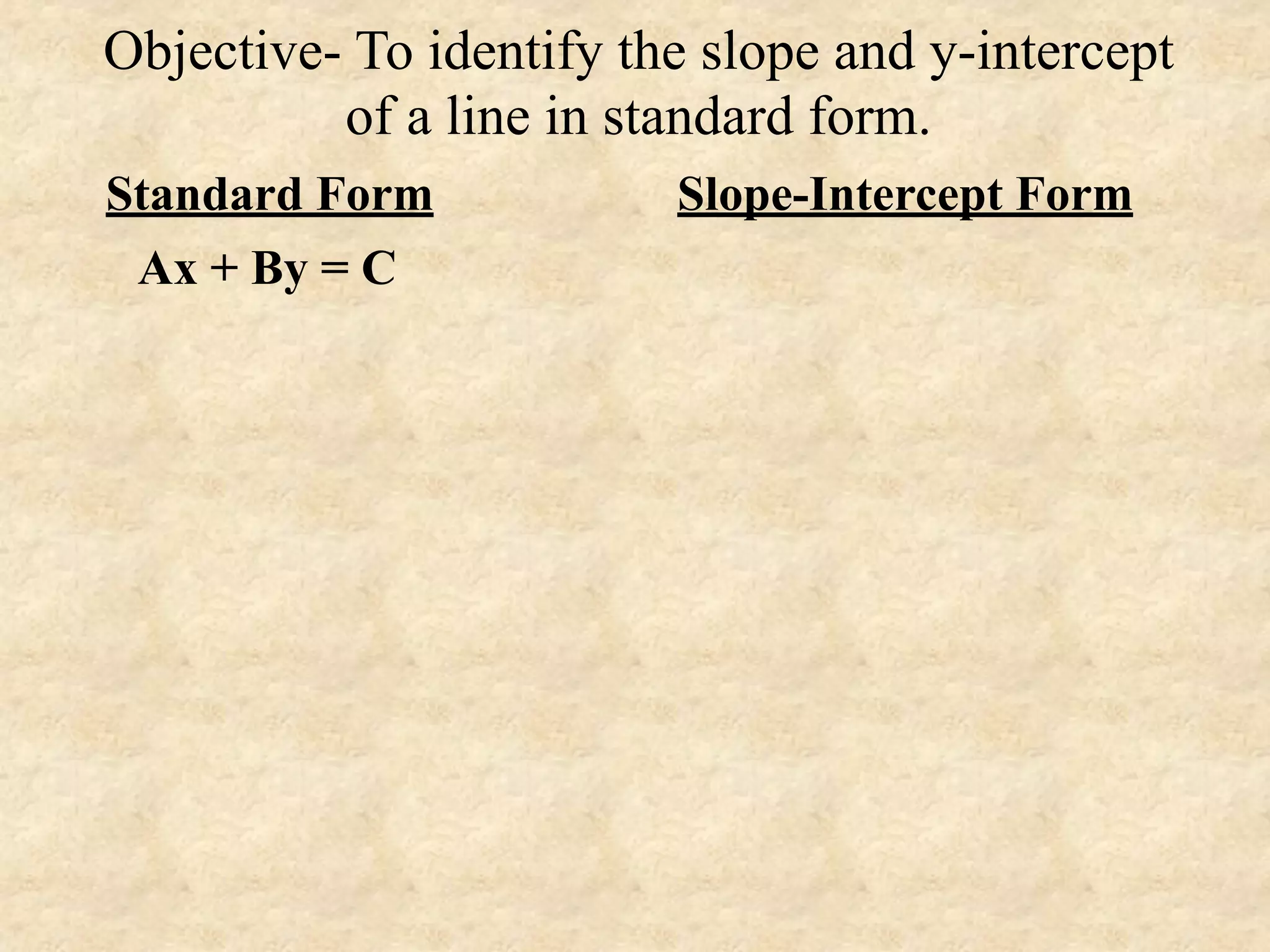 Finding The Slope And Y Intercept | KEY