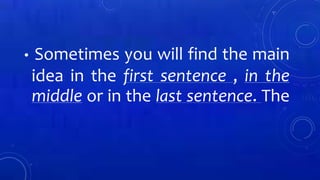 Finding the topic sentence | PPTX